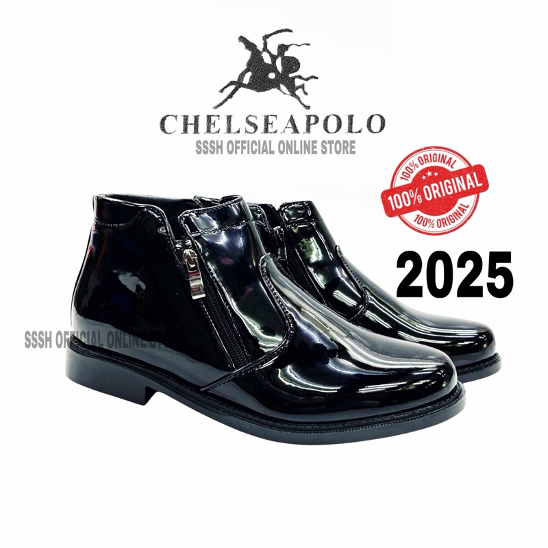 ORIGINAL CHELSEA POLO Kasut Kilat Polis / PDRM Men Mid Cut Double Zip ...