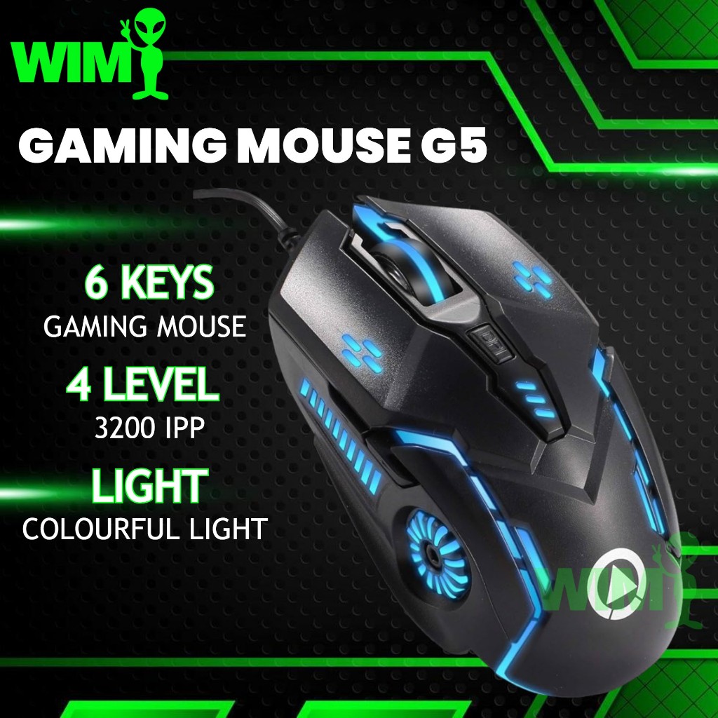 【MSIA STOK】Mechanical Gaming Mouse 6 Keys LED Colorful Mouse USB Wired ...