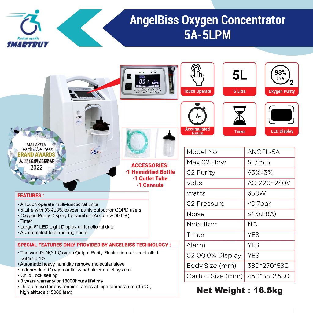 AngelBiss Oxygen Concentrator Series - Multiple Models Available ( 3L ...