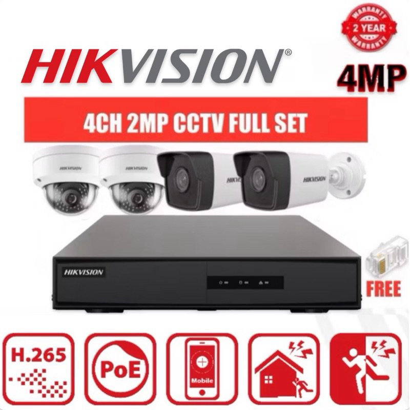 HIKVISION 4CH Network CCTV SET IP 4 Channel 2K With Hardisk DS-7104NI ...