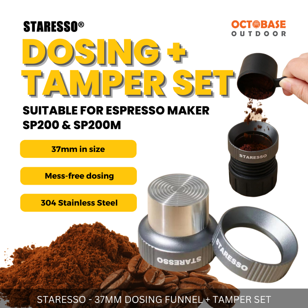 STARESSO - ACCESSORIES SET 37MM TAMPER + DOSING FUNNEL FOR ESPRESSO ...