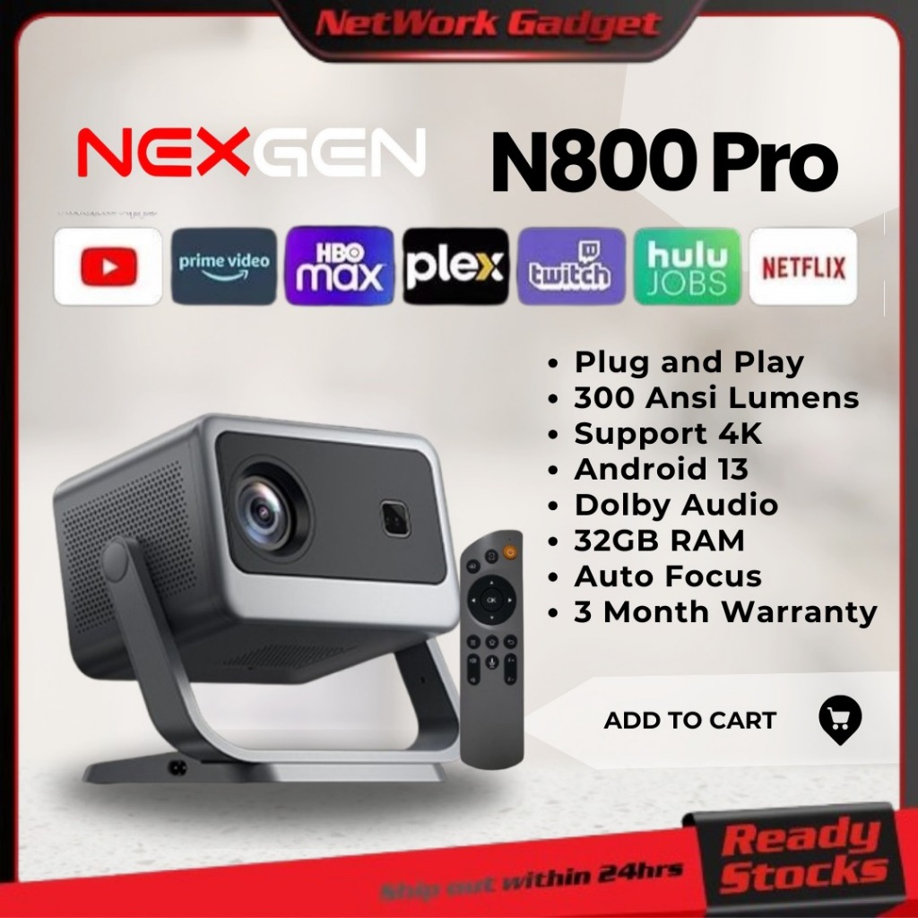NEXGEN N800 PRO Projector Home Ultra HD Smart Projector Decoding 4K ...