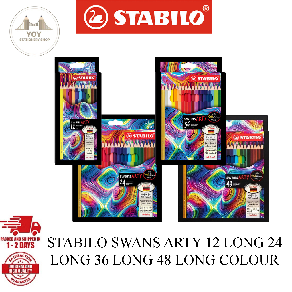 STABILO SWANS ARTY 12 LONG 24 LONG 36 LONG 48 LONG COLOUR / COLOR ...
