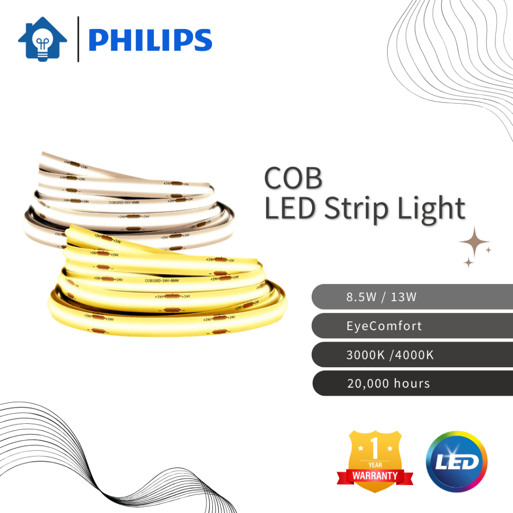 PHILIPS 24V COB Low Voltage LED Strip Light 5 Meter ( 3000K / 4000K ...