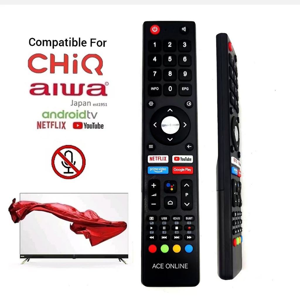 Replacement For AIWA & CHIQ ANDROID SMART TV REMOTE CONTROL WITHOUT ...