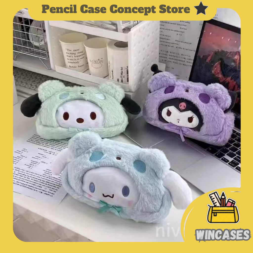 Plush Sanrio Pencil Case Bekas Pensel Kotak Pensel Cute Large Capacity ...
