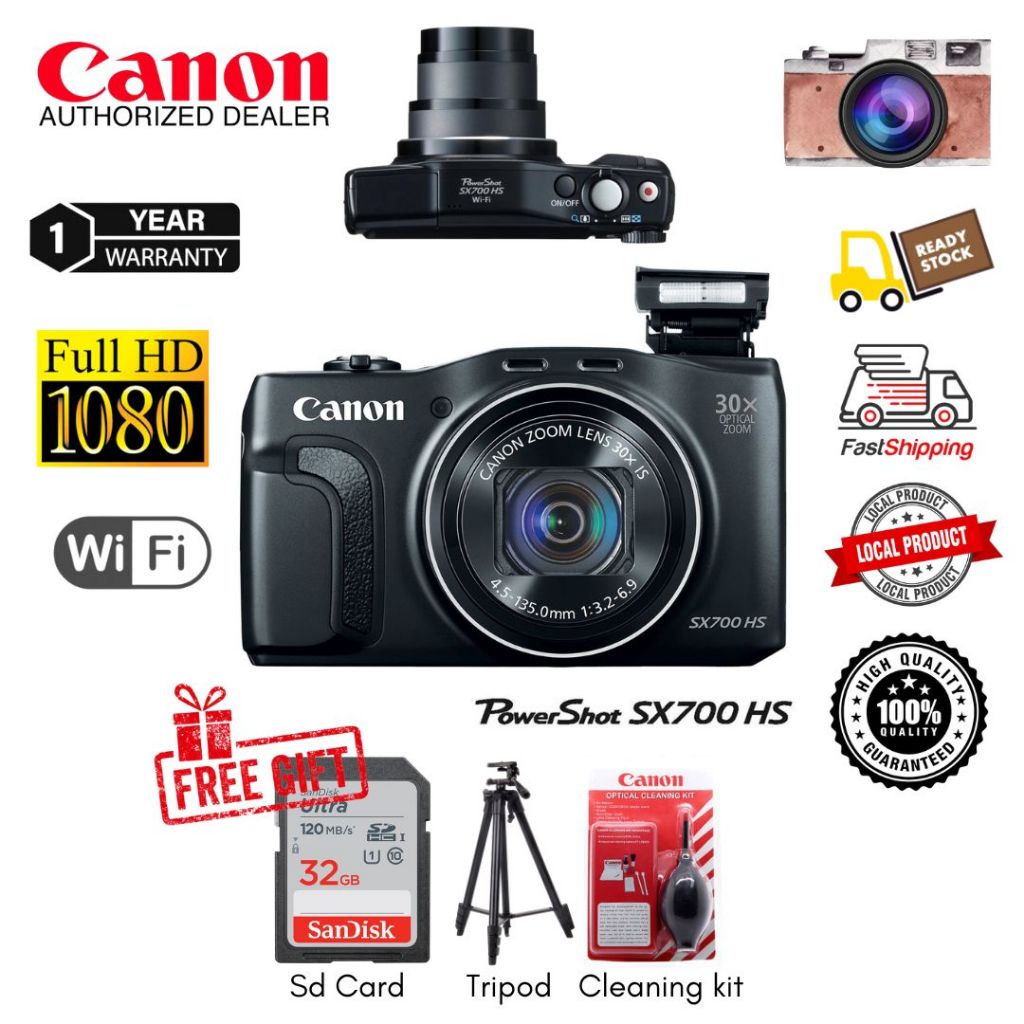Canon PowerShot SX700 HS 16.1 MP CMOS Sensor 30x Travel Zoom Digital ...