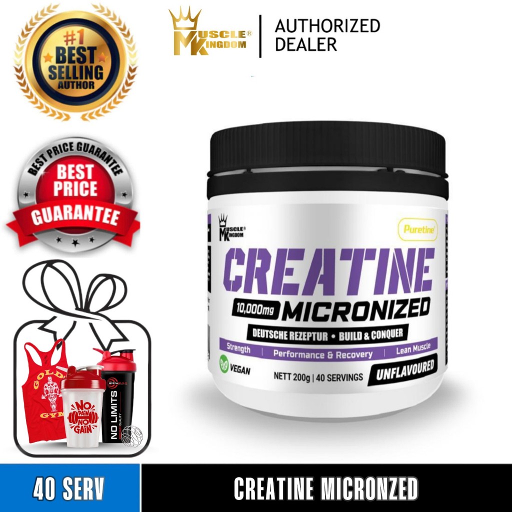 Muscle Kingdom Creatine Micronized Unflavoured 200 g ( 40 Servings) 100 ...