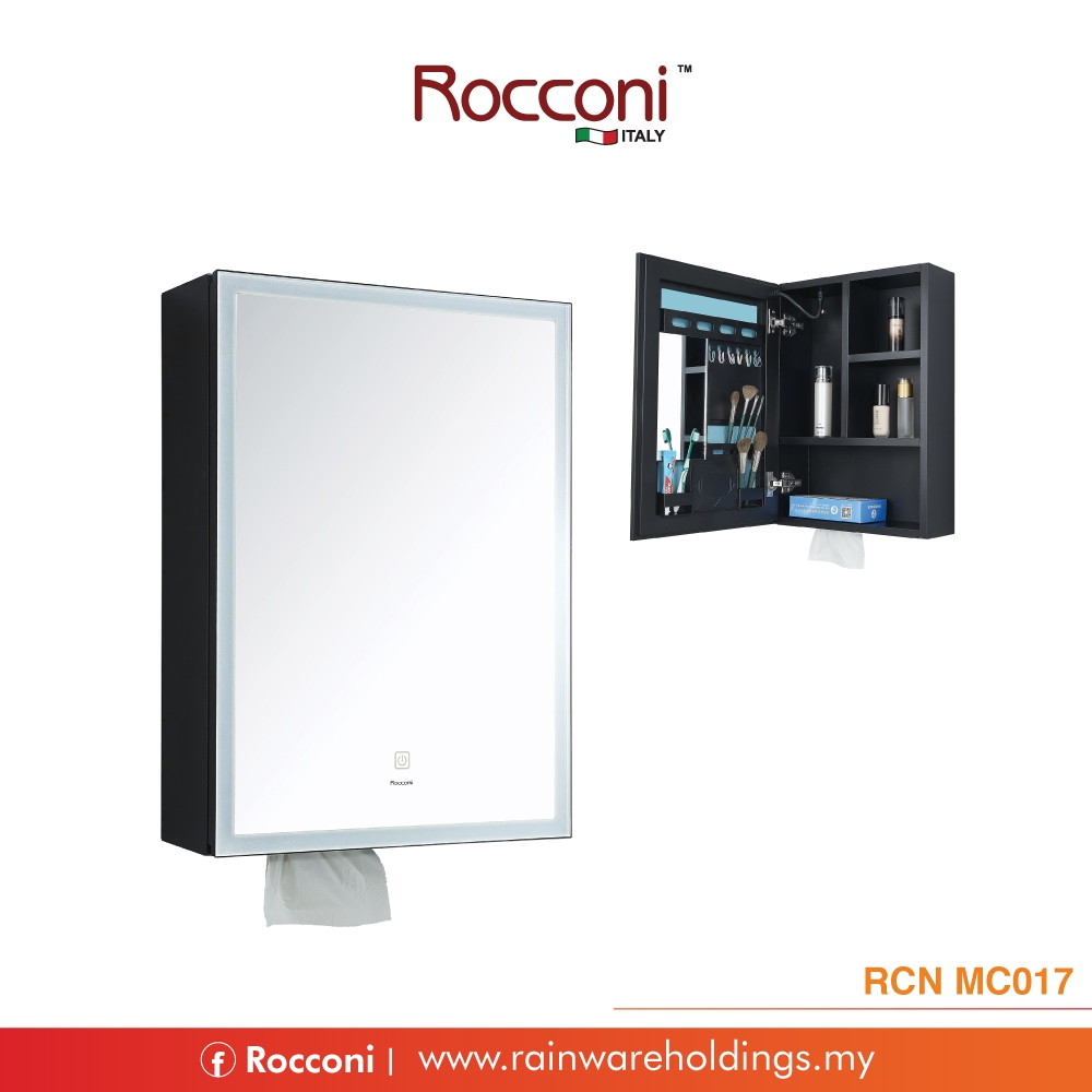 RCN MC017 S/steel LED Mirror cabinet c/w multipurpose rack & tissue dispenser | Shopee Malaysia