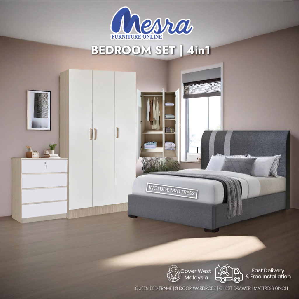 MESRA -3 Door Wardrobe Bedroom set/ Almari Pakaian / almari murah ...