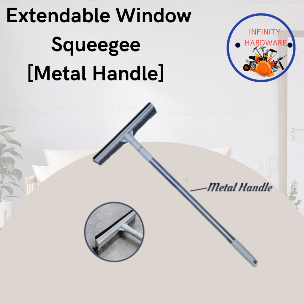 Extendable Window Squeegee [Metal Handle] With Sponge Telescopic Glass ...