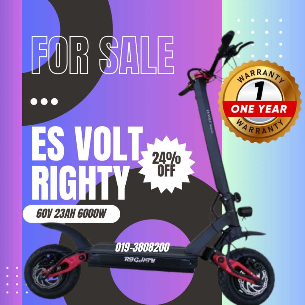 Electric Scooter ES Volt High performance 60V 23AH 6000W POWER Righty ...