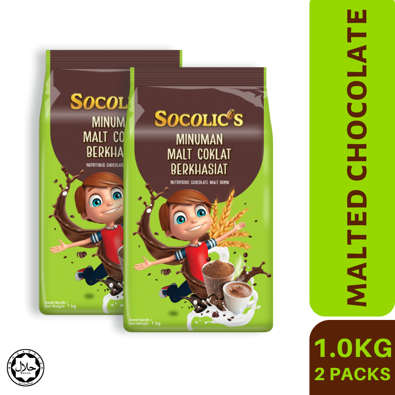 SOCOLIC'S Chocolate Malt Drink 1KG (DOUBLE PACK) + FREE GIFT [MINUMAN MALT COKLAT BERKHASIAT PEK ...