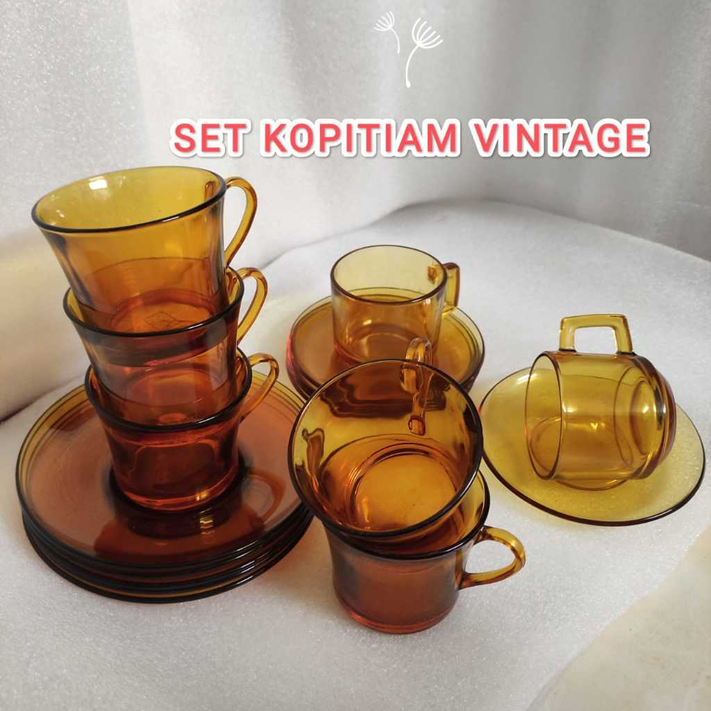 SET CAWAN KOPITIAM ANTIQUE COFFEE TABLE VINTAGE TEA SET PIRING CAWAN ...