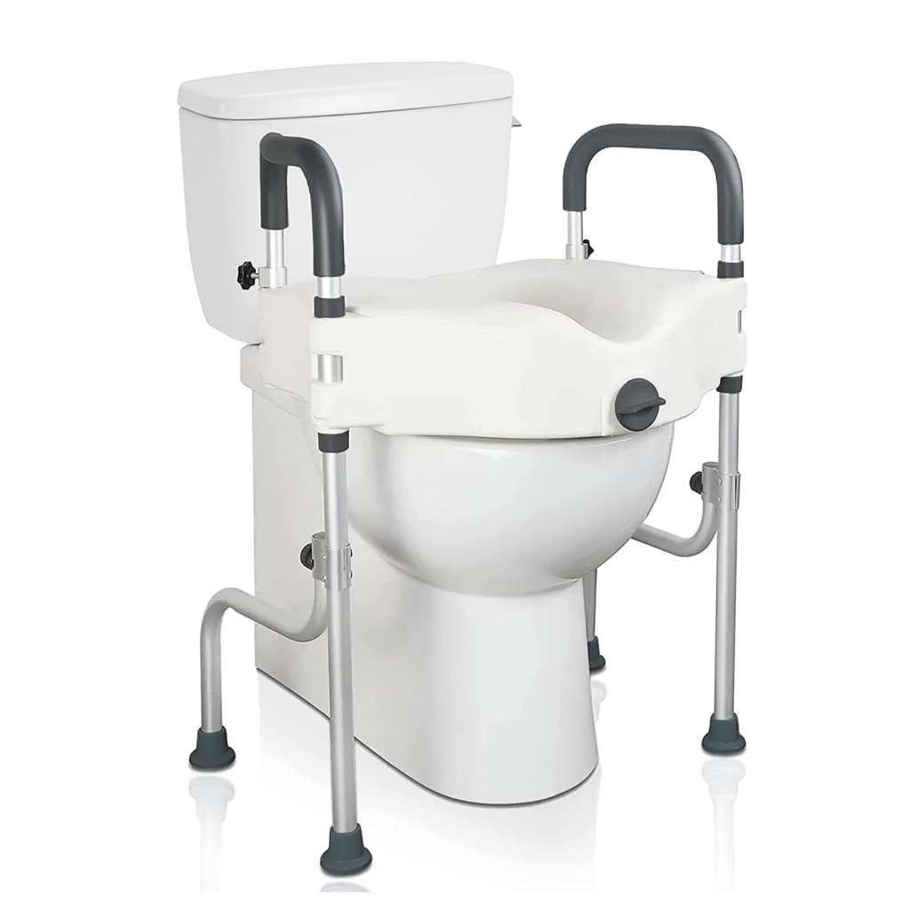 Raised Toilet Seat with Handles, Toilet Seat Riser for Seniors Disabled ...