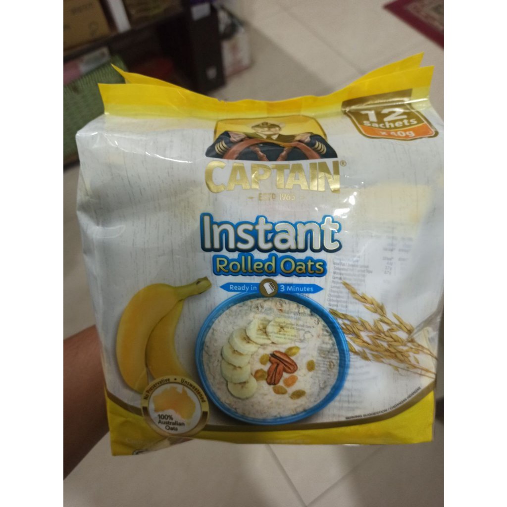 CAPTAIN Oats Instant Rolled Oats 12s x 40g | Shopee Malaysia