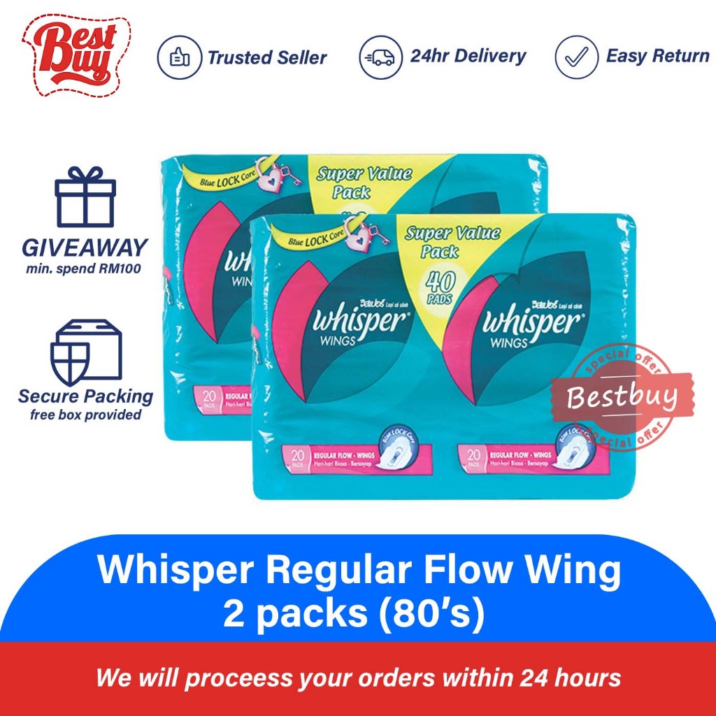 Whisper Regular Flow Wing Bundle (80's x 23cm) Exp 09/2027 | Shopee ...