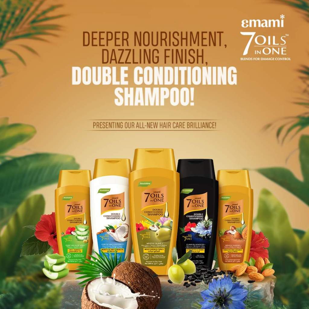 EMAMI 7 OILS IN ONE DOUBLE CONDITIONING SHAMPOO ALOEVERA,COCONUT,ALMOND ...