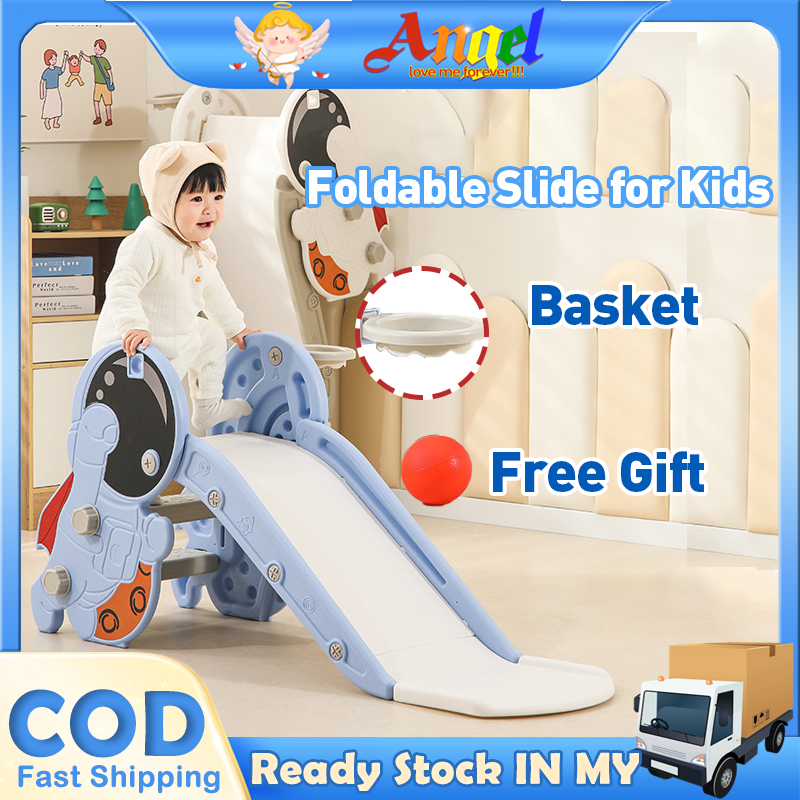 3 in 1 Foldable Slide for Kids Playground Kids Indoor Basket Gelongsor ...