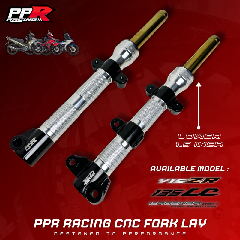 PPR RACING CNC FORK LAY SIAP LOWER 1.5 INCH PNP ONLY GOLD SILVER Y15ZR ...