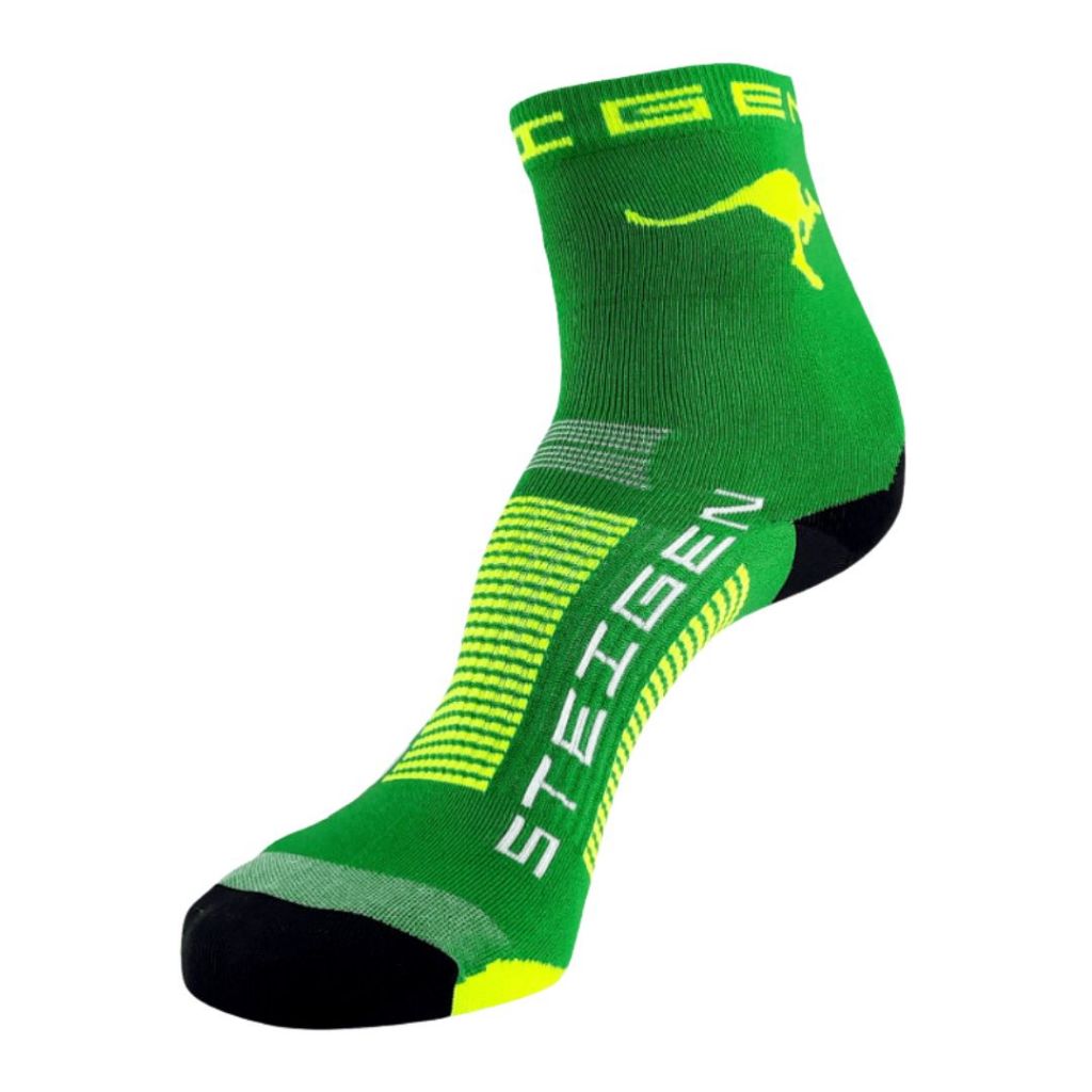 STEIGEN 1/2 Length Australia Green Steigen Running Socks Performance ...