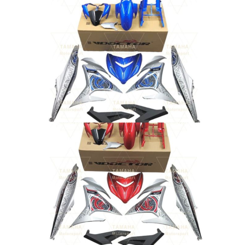 YAMAHA Y15 Y15zr V1 V2 red blue batik Merah biru Cover set (Sticker ...