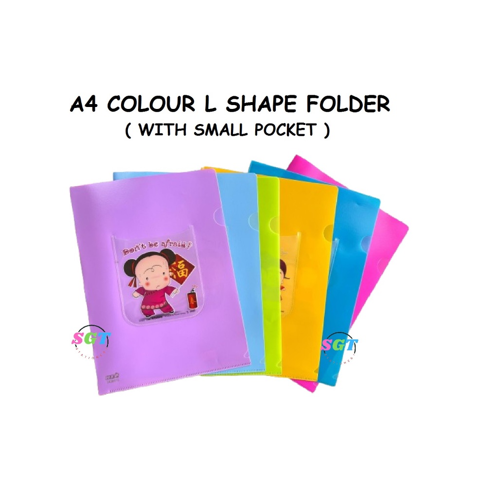A4 Colour Fancy Cartoon L Shape Folder / File (With Small Pocket ...