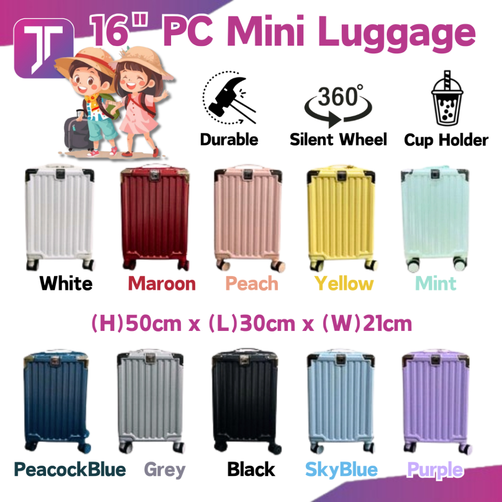 16” Inch PC Material Macaron Colour Mini Luggage With Silent 360° wheel ...