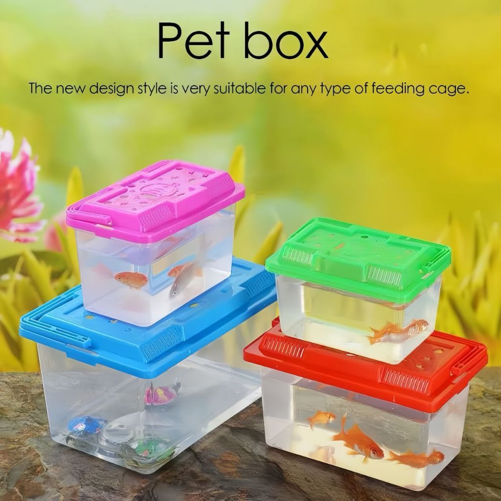 Portable Plastic Fish Tank Aquarium Betta Guppy Turtle Bekas Ikan ...