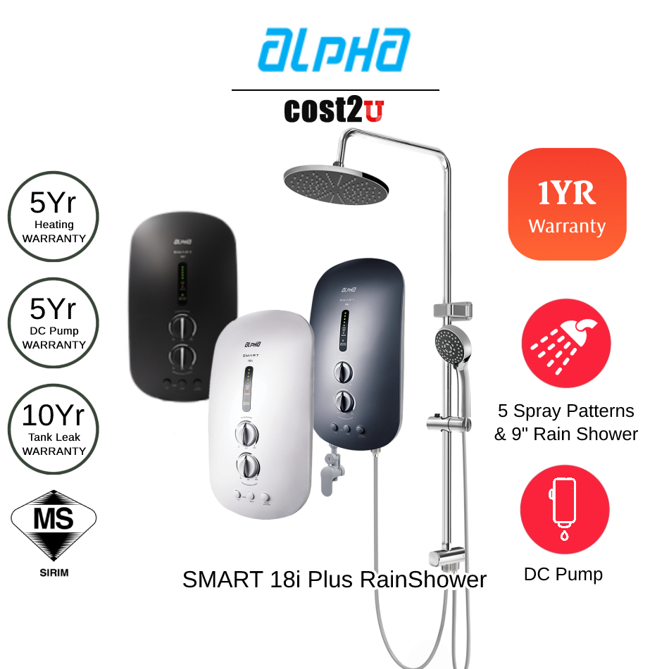 Alpha SMART 18 i Rain Shower Instant Water Heater with Pump | PWH Home ...