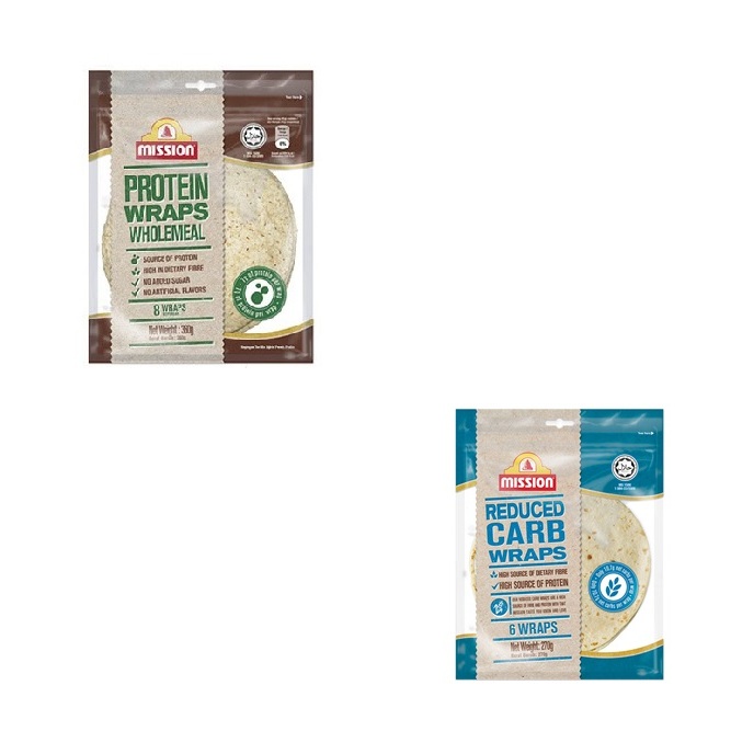 Mission Wraps Tortilla Reduced Carb/Protein Wholemeal Wraps 270g/360G ...