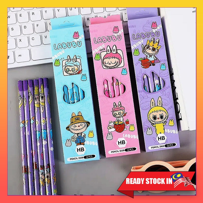 HB/2B Pencil 1 box 12pcs Labubu cute Pensil | Shopee Malaysia