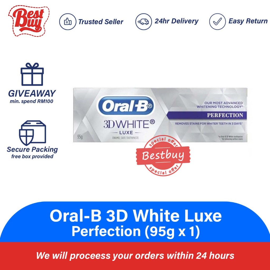 Oral-B 3D White Luxe Perfection Toothpaste (95g) Exp 07/2026 | Shopee ...