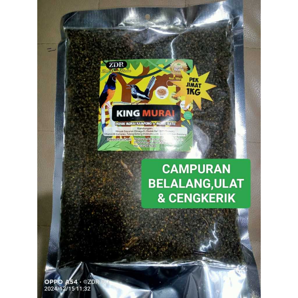 (Dedak burung KING MURAI 450g/1KG-campuran vitamin,belalang,ulat dan ...