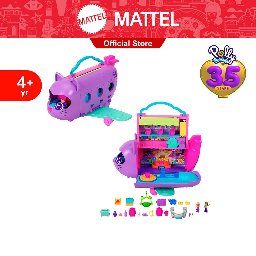 Polly Pocket Kitty Airways Playset With 2 Micro Dolls And Pet (HWP19) | Shopee Malaysia