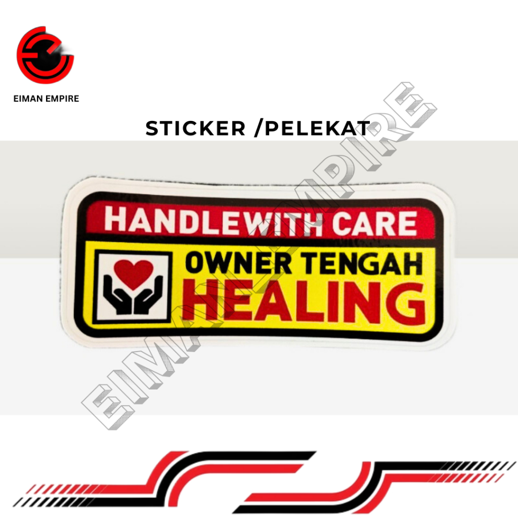 STICKER HANDLE WITH CARE / STICKER OWNER TENGAH HEALING | Shopee Malaysia