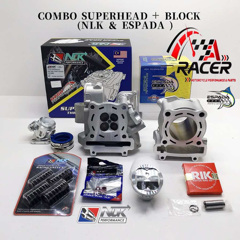 Combo (Superhead+Block) Y15ZR/LC135 NLK Performance & Espada Racing Spec 57MM/60MM/62MM-100% ...