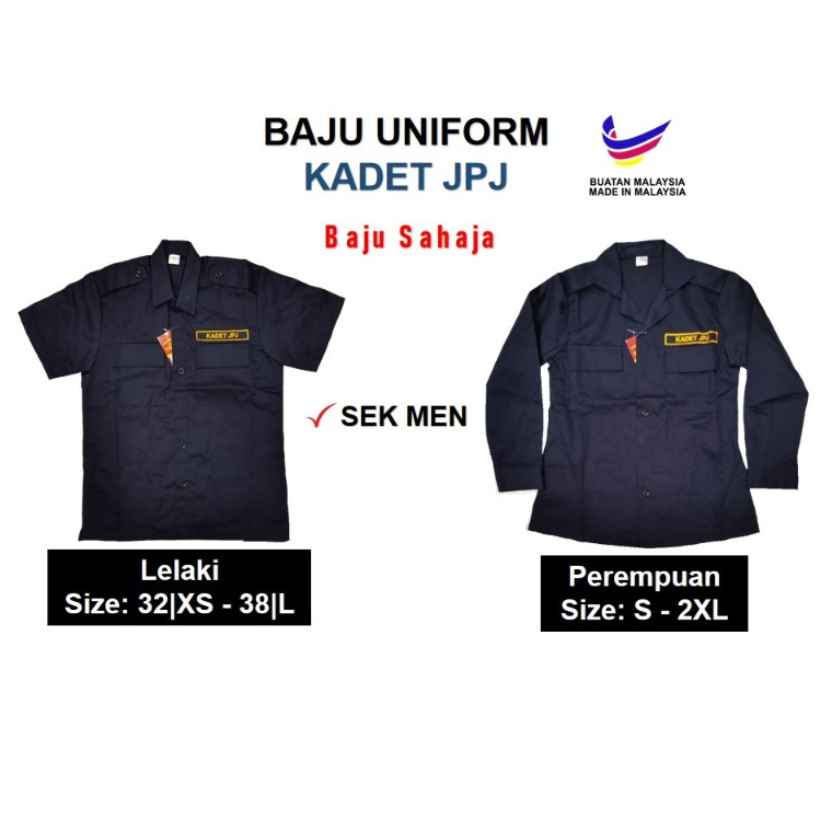 Baju Uniform Kadet JPJ untuk Ko-Kurikulum Sekolah Menengah (baju sahaja ...