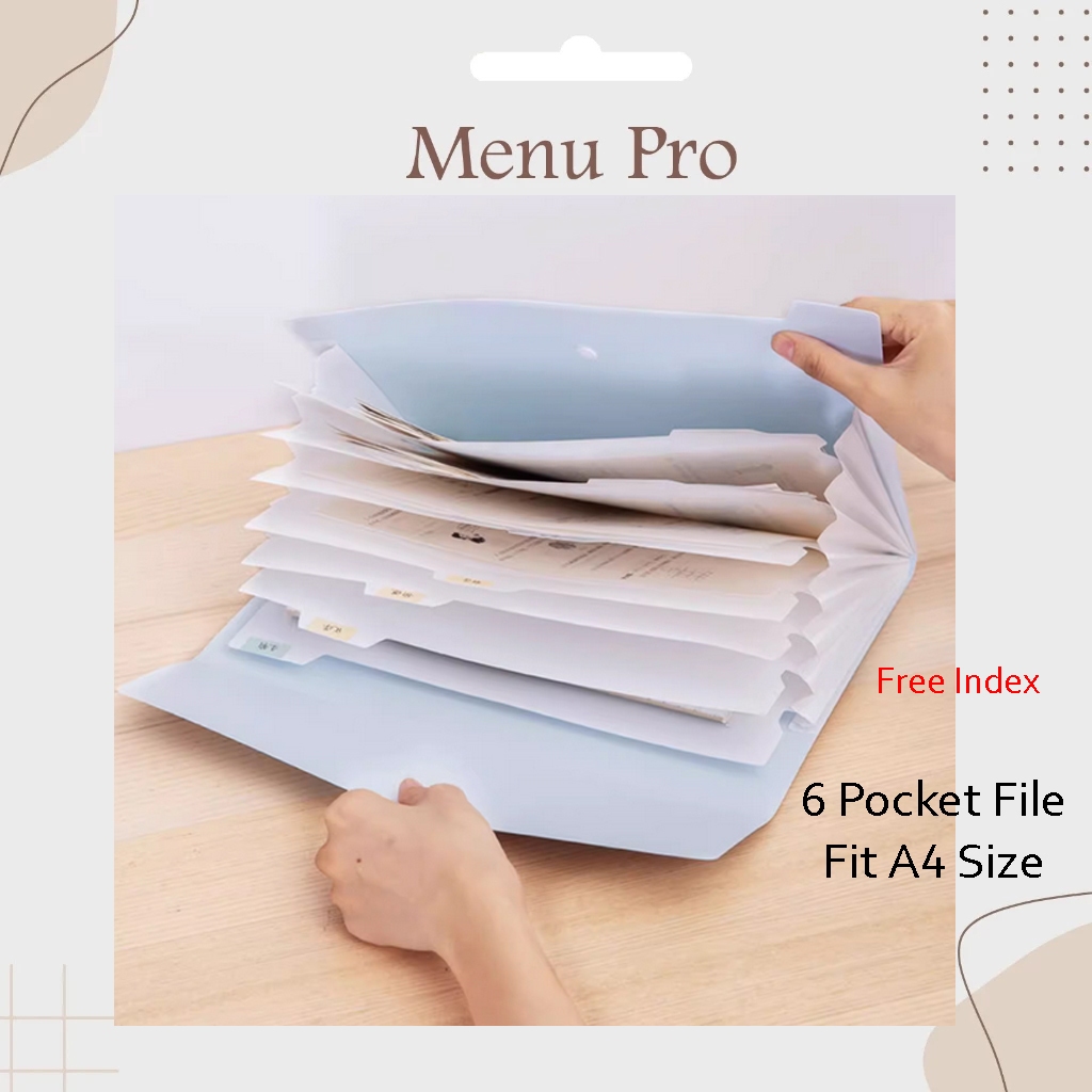 6 Pocket A4 Expanding File Multilayer Grid File Folder Document Student ...