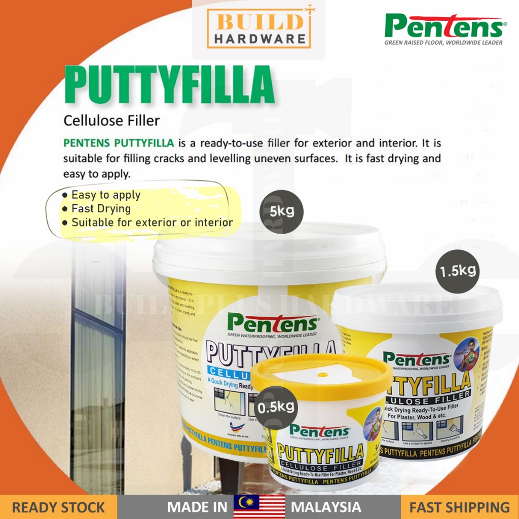 PENTENS PUTTYFILLA Cellulose Filler 0.5kg/1.5kg/5kg Putty Filla Level ...