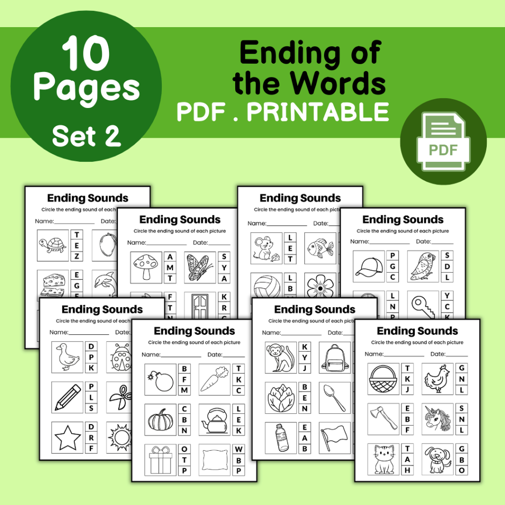 (PDF) abc alphabet ending of the words worksheet preschool kindergarten ...