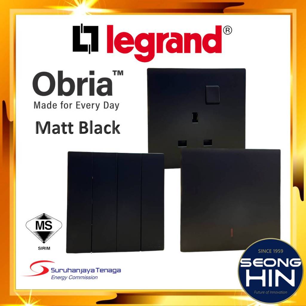 CROWN / LEGRAND OBRIA SERIES SWITCH SWITCHES & SOCKET MATT BLACK ...