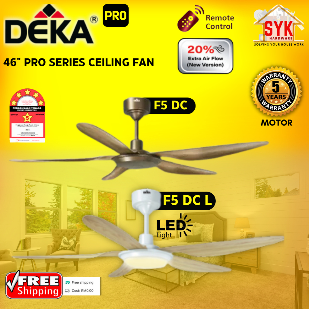 SYK Free Shipping Deka Pro 46 Inch F5DC F5DCL Ceiling Fan 5 Blades ...