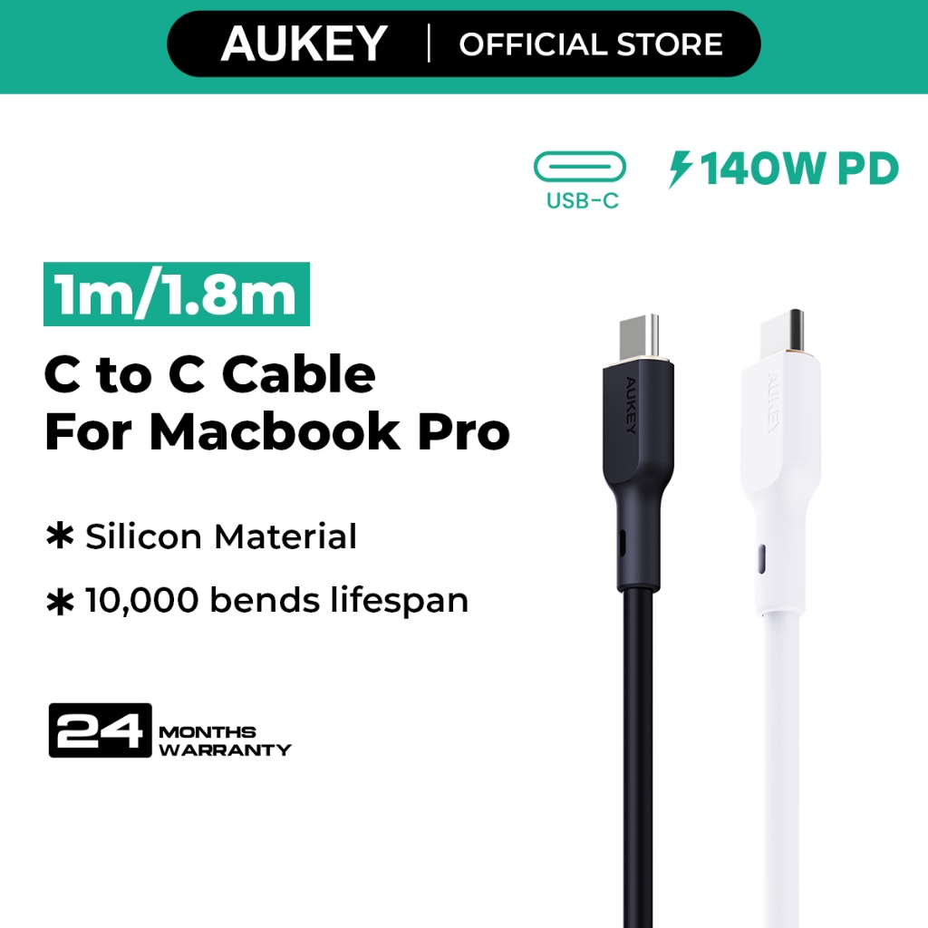Aukey CB-SCC141 Circlet Blink 140W Silicone USB C to USB C Cable PD ...