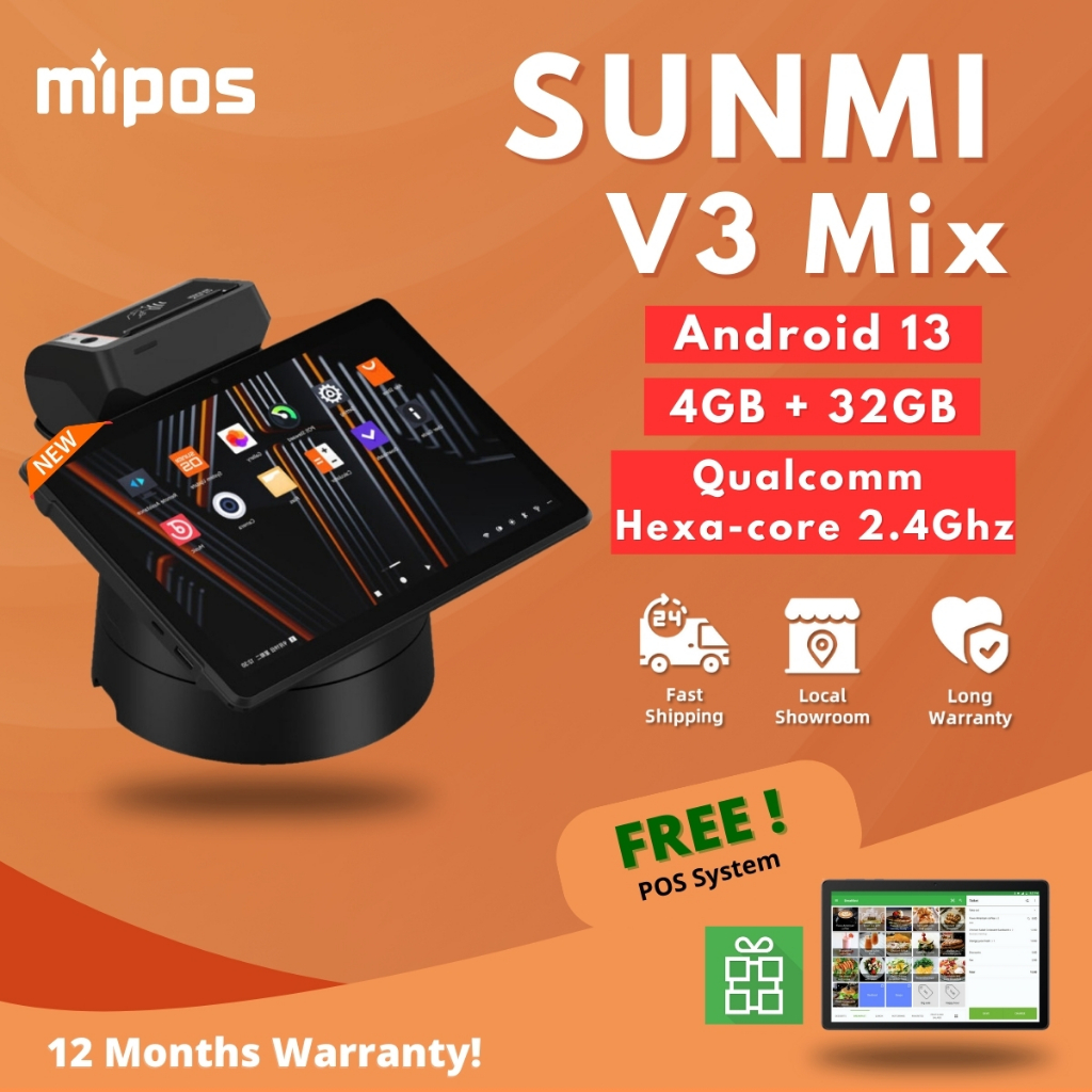 SUNMI V3 MIX All-In-One Tablet Handheld POS Terminal with Printer Genuine International SRS ...