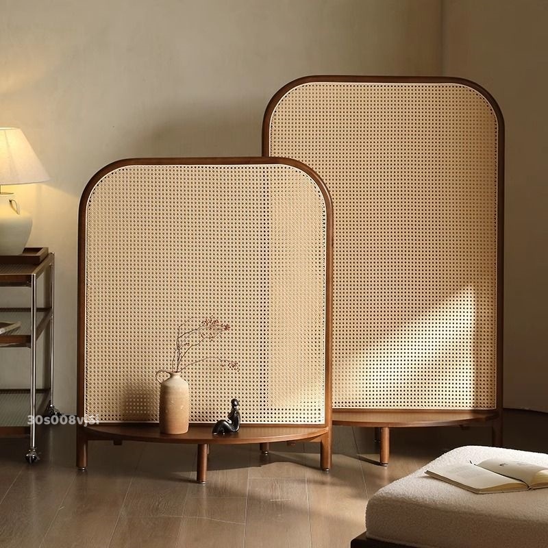 Solid wood rattan partition screen living room divider room home ...