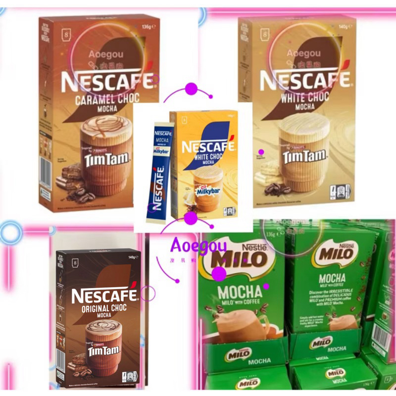 Nescafe Caramel Choc Mocha Tim Tam Coffee Sachets 8 Pack/Nescafe ...