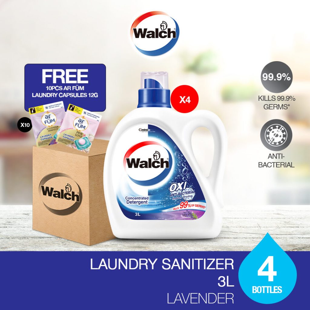 Walch OXI Clean Anti-Bacterial Concentrated Detergent (3L x 4) [Free 10 ...