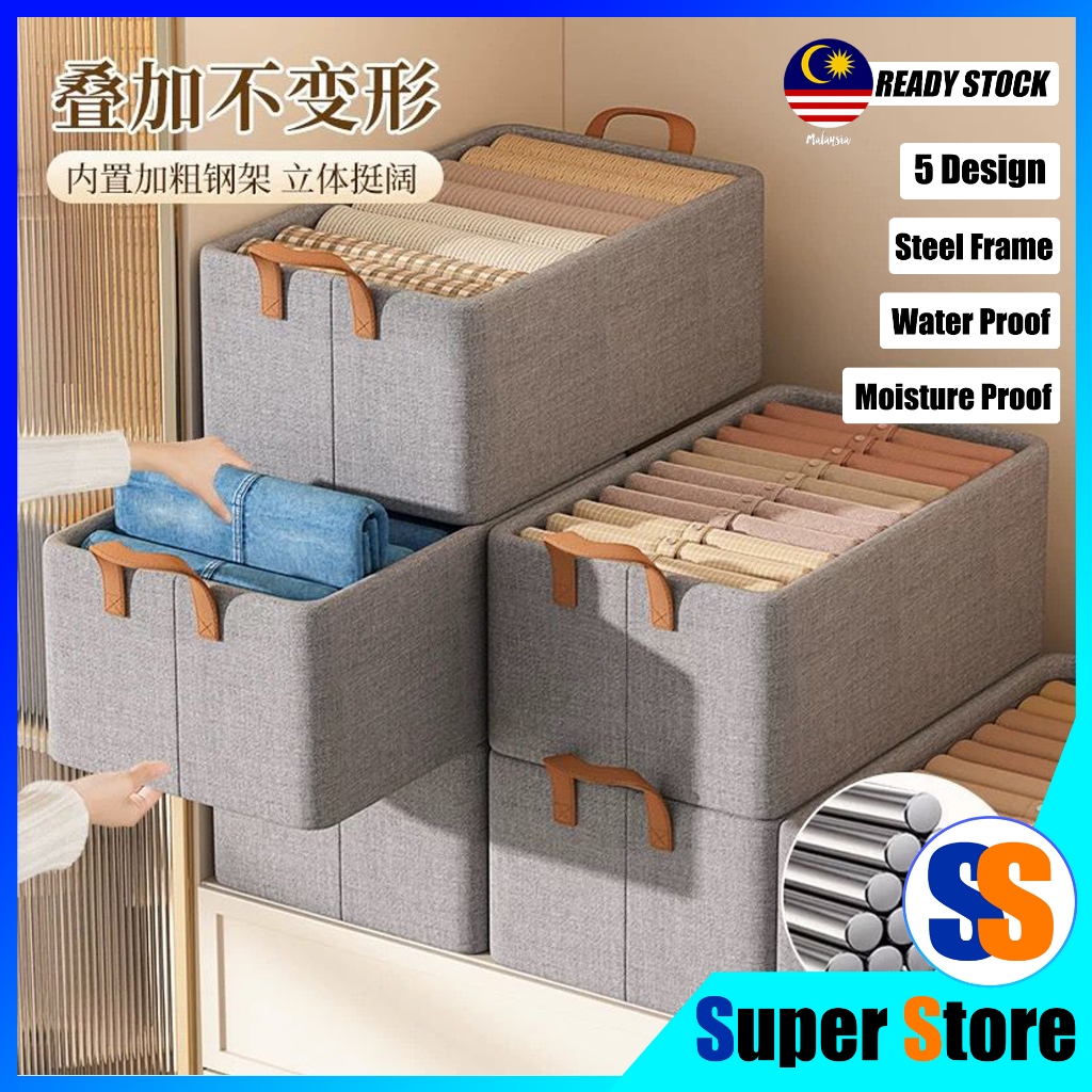 Foldable Storage Box Steel Frame Clothes Organizer Box Storage Basket ...