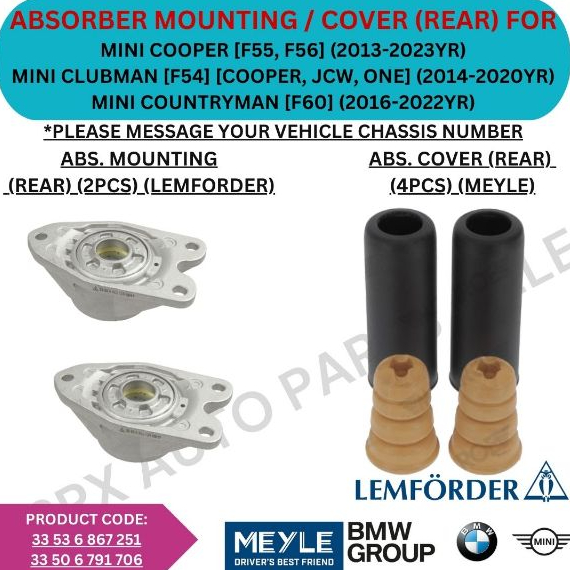 ABSORBER MOUNTING, COVER KIT (REAR) FOR MINI COOPER [F55, F56 ...